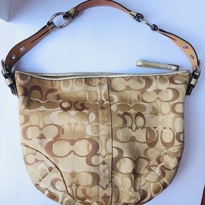 Coach | Bags | Coach Signature Boho Shoulder Leather Beige Bag | Poshmark